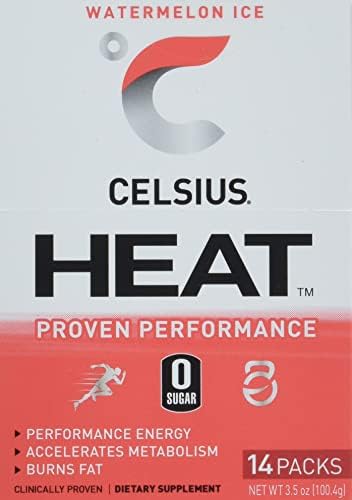 CELSIUS HEAT On-the-Go Performance Energy Powder Sticks, Watermelon Ice ...