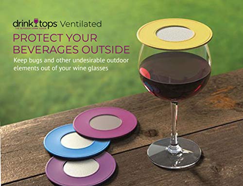 Drink Tops Ventilated Silicone Wine Glass Covers- Weighted Cover with ...