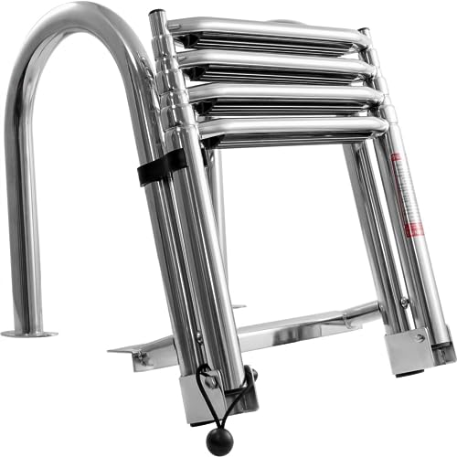 Lttpma 4-Step Foldable Stainless Steel Marine Rear Entry Telescoping ...
