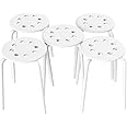 Amazon.com: Yaheetech Plastic Bar Stools Flexible Seating Backless Barstools Dining Chairs Stack ...
