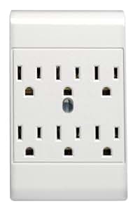 Leviton L02-49686-00W 6 Outlet Adapter Grounded White - Electric Plugs ...