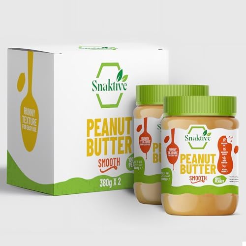 Snaktive Peanut Butter Natural - No Added Sugar, No Palm Oil - 2x380g ...