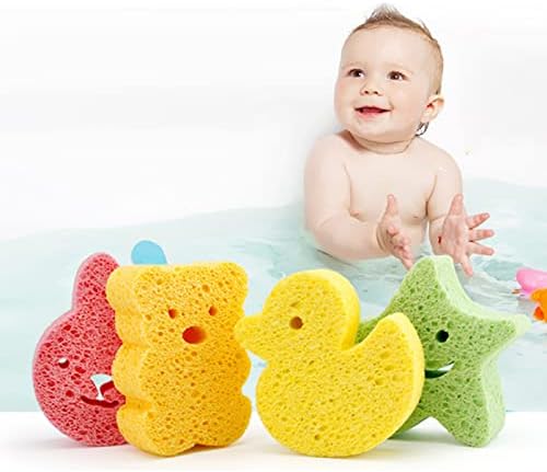 4Pack Baby Bath Sponge for Bathing, Shower Sponges for Cleaning ...
