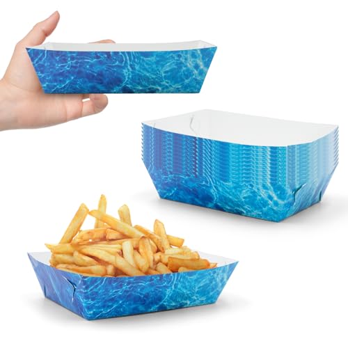 Bacsboo 50 Packs Ocean Wave Paper Food Trays Ocean Wave Birthday Party ...