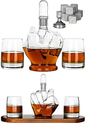 Middle Finger Whiskey Decanter Set - Atterstone 4-Piece Bar Set ...