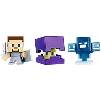 Minecraft Mini Figure (3 Pack) - Shulker, Steve with Shield, Skullfire ...