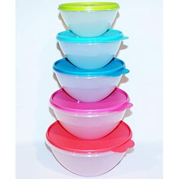 Amazon.com: Tupperware Set of 5 Wonderlier Bowls 2, 4, 6, 8 and 12 Cup ...