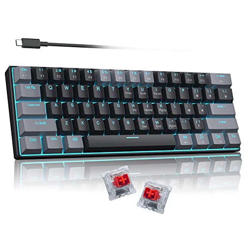 60 Percent Mechanical Gaming Keyboard,Gray&Black Mixed Color Keycaps ...