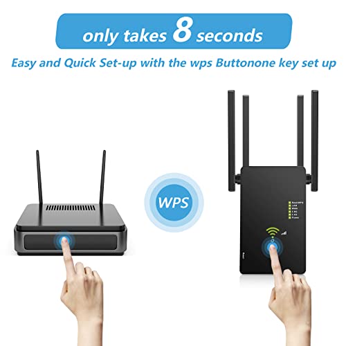 WiFi Range Extender, 1200Mbps Repeater Wireless Signal Booster 5GHz & 2.4GHz Dual Band with 4 ...