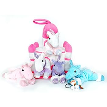 Amazon.com: Plush Unicorn Castle with Animals - Five (5) Stuffed Animal ...