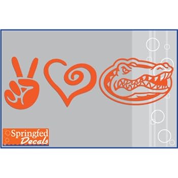 Amazon.com: Florida Gators PEACE LOVE GATOR HEAD in WHITE Cut Vinyl ...