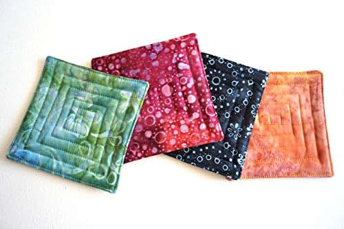 Amazon.com: Batik Quilted Coaster Set in Jewel Tone Fabrics: Handmade