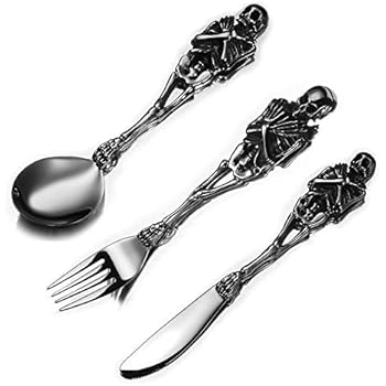 Amazon.com | Flatware Personality Skull Skeleton Stainless Steel Fork ...