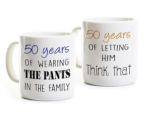 50 Year Anniversary Coffee Mug Set - Wearing the Pants, 50th ...