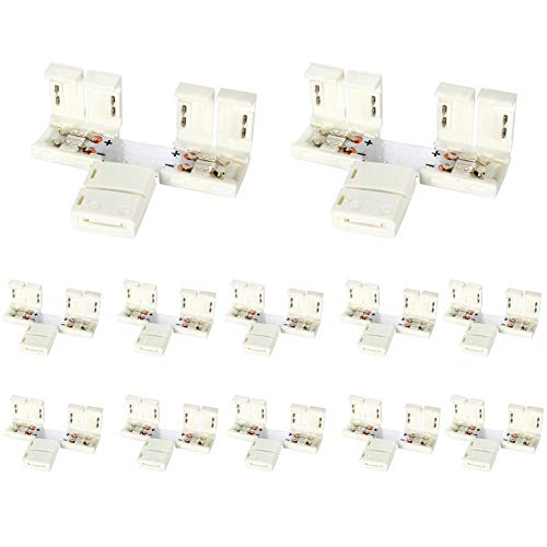 LED Light Strip Connectors 2 pin - T-Shape Solderless Snap Down LED ...