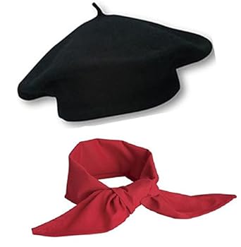 Sofias Closet Fancy Dress French Man Woman Beret Hat Red Neck Scarf ...