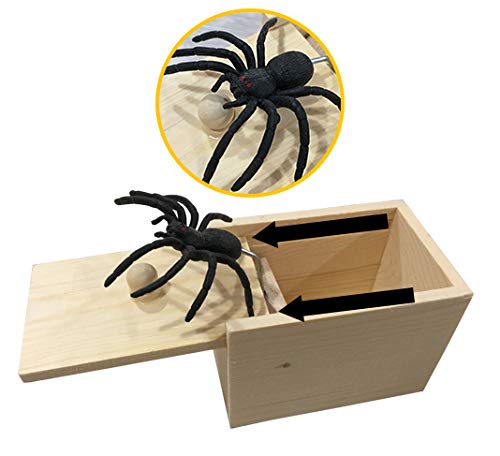 PARNIXS Spider Prank Box，Wooden Surprise Box，Handmade Fun Practical ...