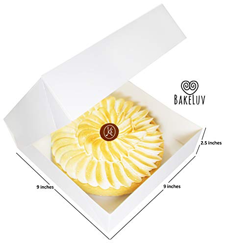 BAKELUV 9x9x2.5” White Pie Boxes with Window | 12 Pack | 9x9x2.5 Bakery ...