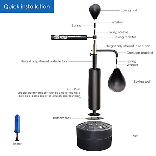 InnoLife MMA Boxing Speed Trainer Punching Spinning Bar with Dual Punch ...