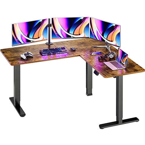 ErGear L-Shaped Electric Standing Desk, 63 inches Double Motor Height ...