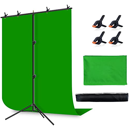 Faichee Green Screen Backdrop with Stand Kit 5 X 6.5ft, Portable Green ...