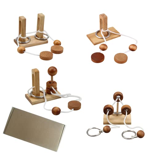 Brain Teaser Puzzle Wooden Threading Rope Loop Puzzle Luban Lock Brain ...