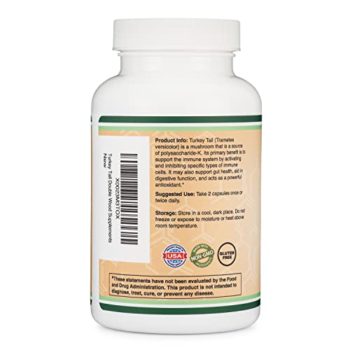 Turkey Tail Mushroom Supplement (120 Capsules - 2 Month Supply ...