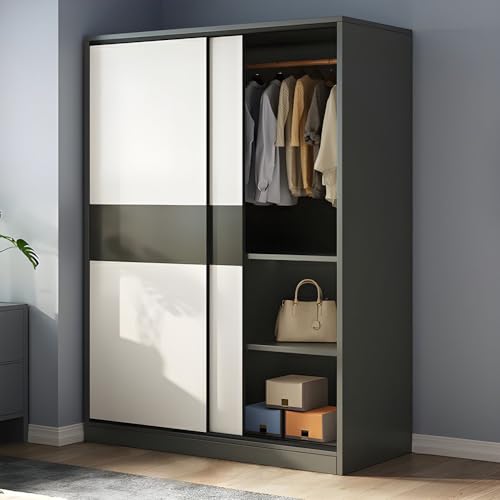 LITFAD Sliding Door Wardrobe Wooden Minimalistic Bedroom Armoires ...