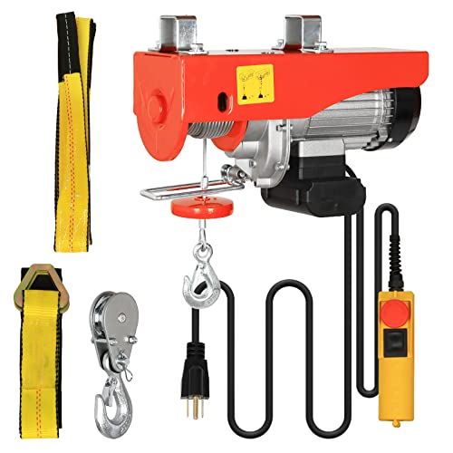WEIZE 880 Lbs Lift Electric Hoist, 110V Zinc-Plated Steel Wire Overhead ...