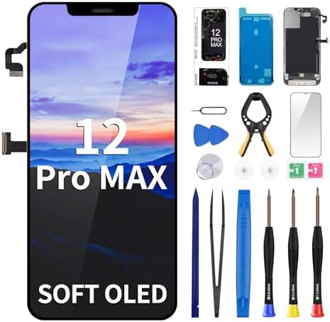 CYKJGS [Soft OLED] for iPhone 12 PRO MAX Screen Replacement with Front ...