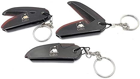 GBS Beard Mustache Folding Comb 3 Pack - with Key chain Handmade Sawcut ...