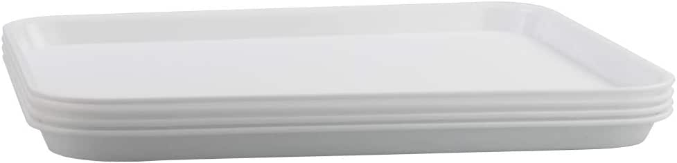 Amazon.com: Inhouse White Plastic Serving Tray-Rectangular, 17.2"X13.5 ...