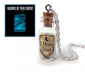 Amazon.com: Glow in The Dark Moon Dust Mini Glass Bottle Necklace ...