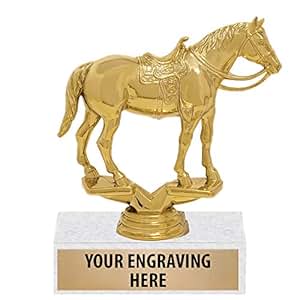 Amazon.com : Crown Awards 6" Gold Horse Riding Trophy - Western Horse ...