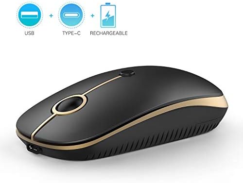 Type C Wireless Mouse, Dual Mode 2.4Ghz Rechargeable Slim Wireless ...