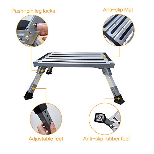 IZTOSS RV Folding Steps Platform Adjustable Height Aluminum Folding ...