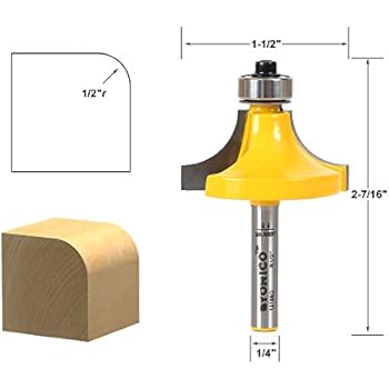 MLCS 6355 Round Over 1/2-Inch Radius Router Bit, 1/4-Inch Shank - Edge ...