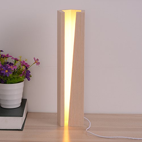 Arturesthome Creative Solid Wood Table Lamp, Dimmable Warm Light, Led ...