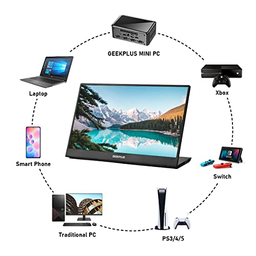 Portable Monitor-GEEKPLUS 15.6inch 1080P USB-C Laptop Monitor HDMI ...