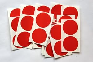 50 Red Round Stickers - Sticky Coloured Self Adhesive Labels for Colour ...