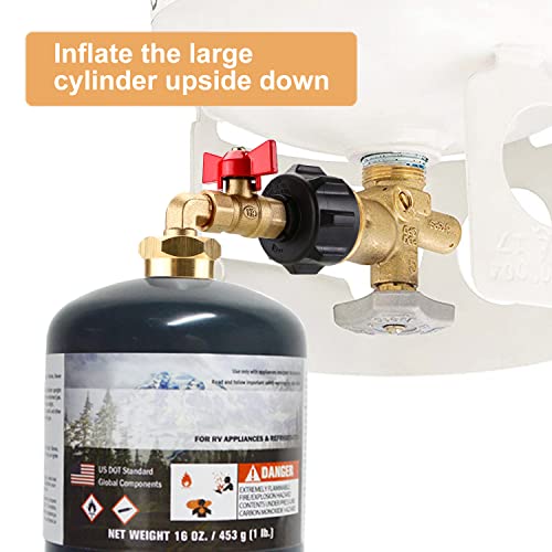 WADEO QCC1 Propane Refill Elbow Adapter, Propane Bottle Refill Adapter with ON-Off Control Valve ...