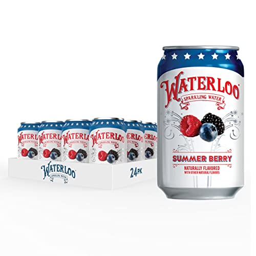 Waterloo Sparkling Water, Summer Berry Naturally Flavored, Pack of 24 ...