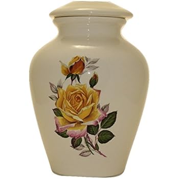Amazon.com: Yellow Rose Urn- Cremation Urn or Keepsake for Ashes - Hand ...