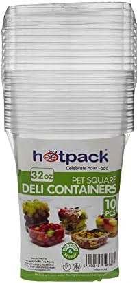 Hotpack PET Deli Container Square with Lid 32oz - PET 10 Pieces ' 10 ...