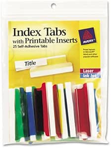 Amazon.com : Avery Self-Adhesive Index Tabs w/Printable Inserts ...