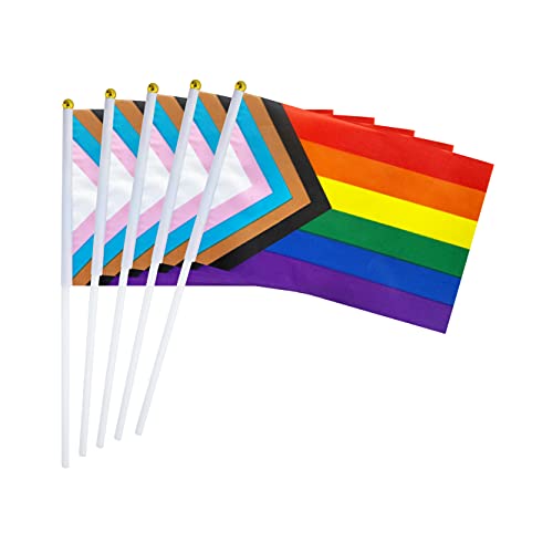 50 Pack Progress Rainbow Pride flag Small Mini Flag Hand Held Flag ...