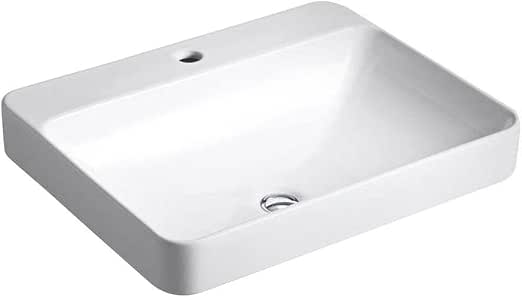 KOHLER K-2660-1-0 Vox Rectangle Vessel Bathroom Sink, White, Vessel ...