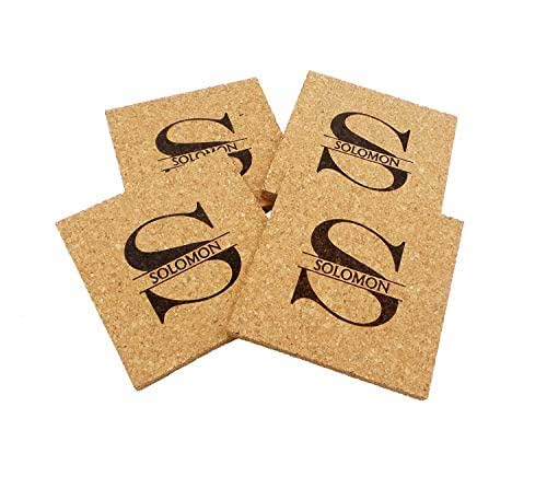 Amazon.com: Personalized Coasters For Drinks, Set of 4 - Cork Coasters ...