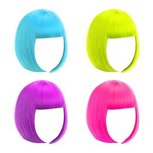 Amazon.com : Short Bob Wig, 4 Pieces Colorful Wigs, Cosplay Wigs 12 ...