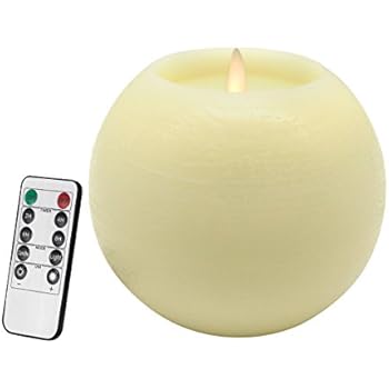 Amazon.com: CVHOMEDECO. Moon Sphere Wax LED Dancing Flame Candle Ball ...